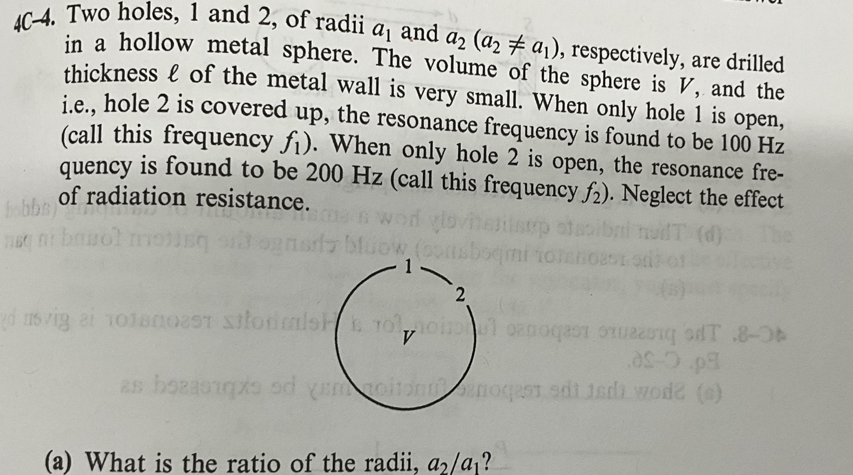 Solved 1C-4. Two holes, 1 and 2, of radii a1 and a2(a2 =a1), | Chegg.com