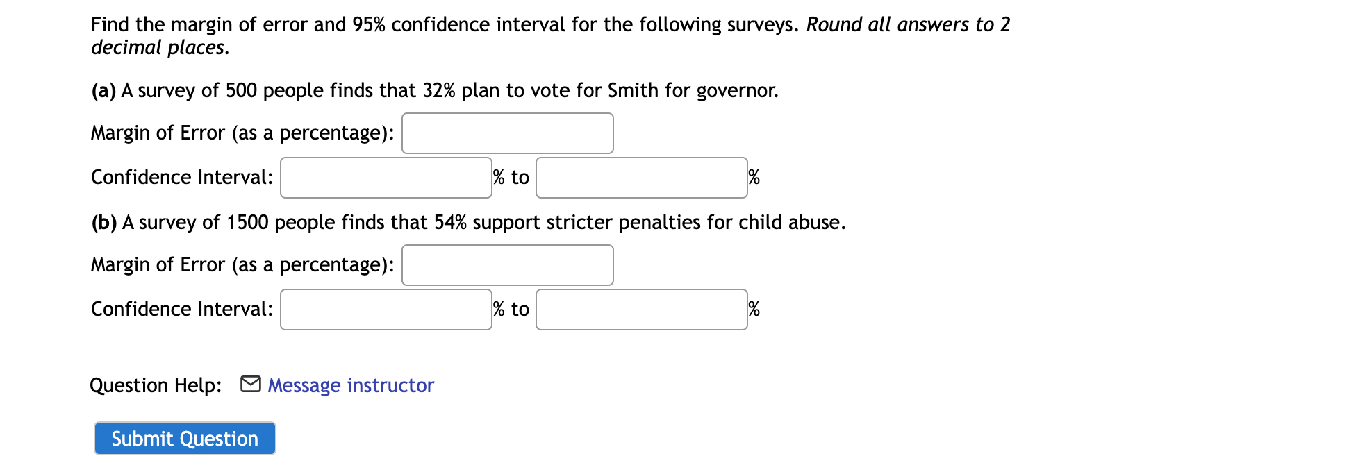 Solved Find the margin of error and 95% confidence interval | Chegg.com