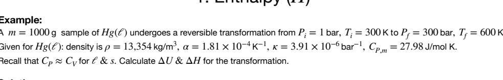 Solved Example: m=1000 g sample of Hg(ℓ) undergoes a | Chegg.com