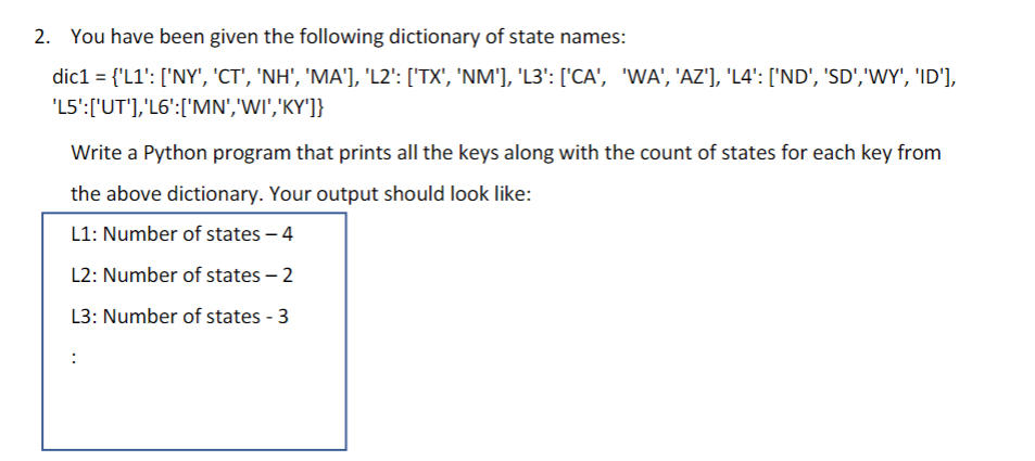 Solved 2. You have been given the following dictionary of | Chegg.com
