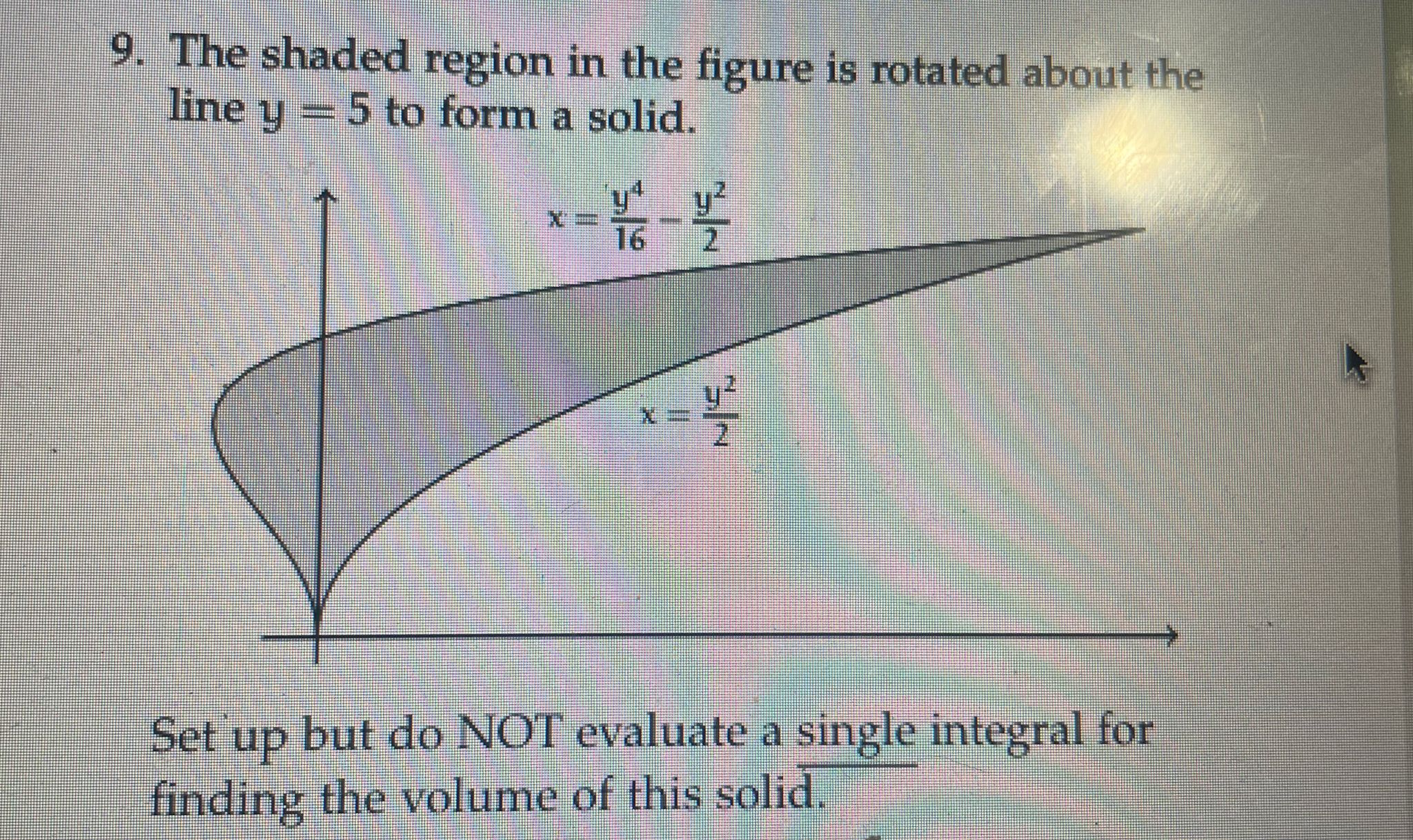 Solved 9. The shaded region in the figure is rotated about | Chegg.com