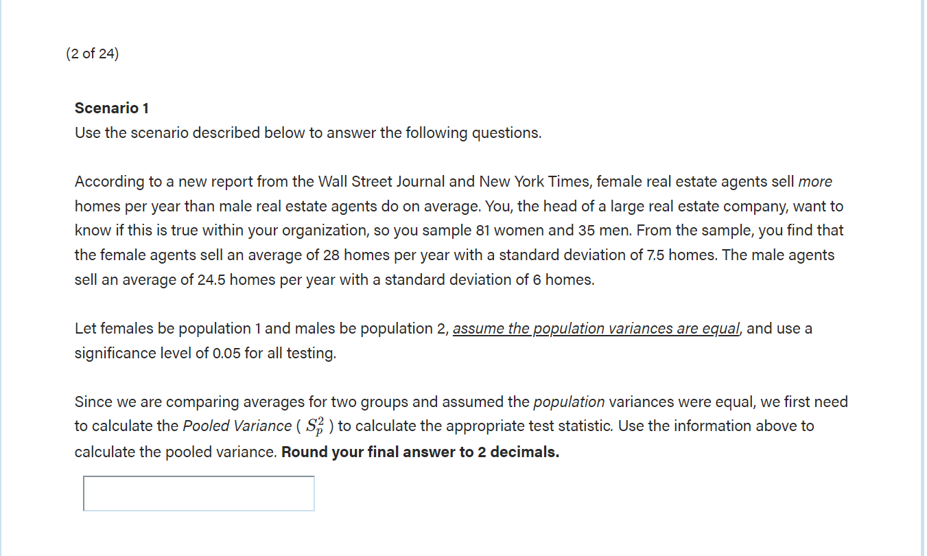 Solved Scenario 1 Use the scenario described below to answer | Chegg.com