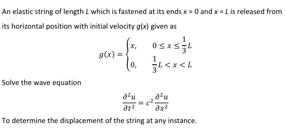 Solved An elastic string of length L which is fastened at | Chegg.com