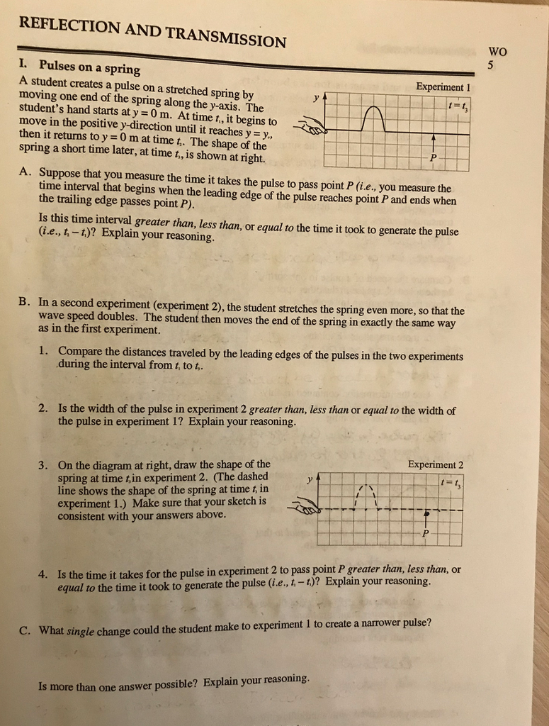 Solved Reflection and D 1L Transmission of multiple pulses o | Chegg.com