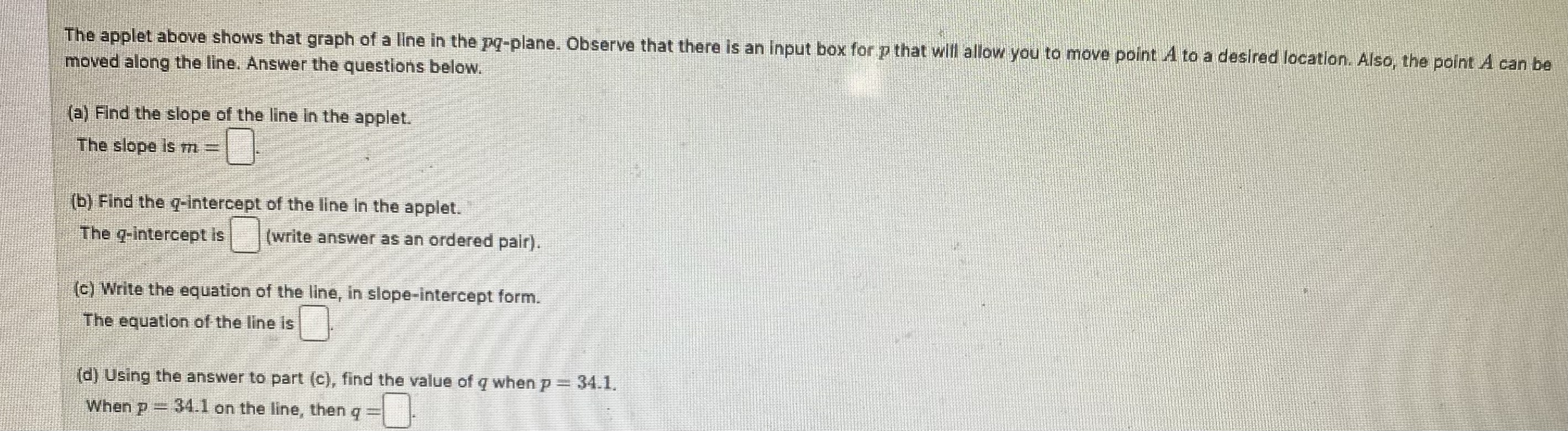 Solved The applet above shows that graph of a line in the | Chegg.com