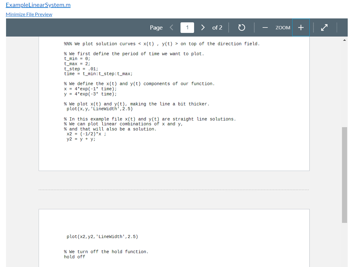See MATLAB files ExampleLinearSystems.m and | Chegg.com