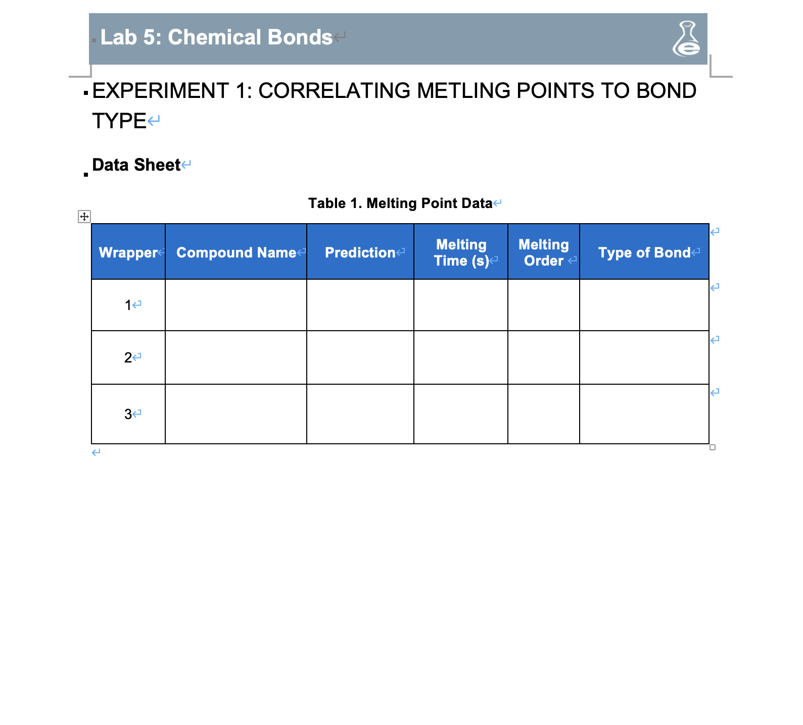 Solved Table 1. Melting Point Data | Chegg.com