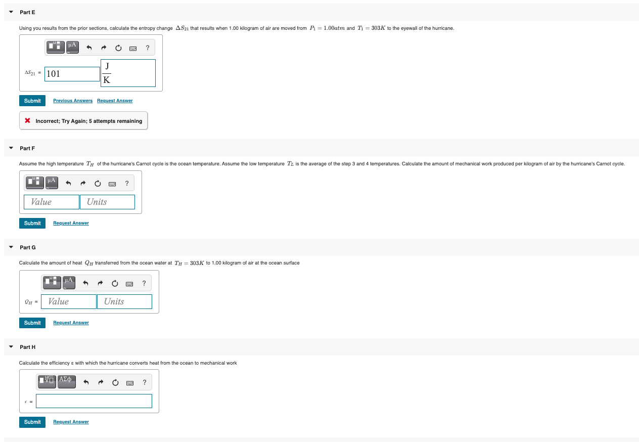 Solved Apply the Carnot Engine Model to Hurricane | Chegg.com