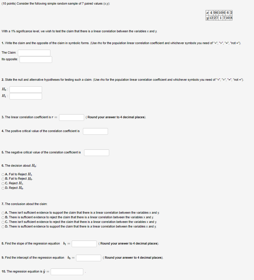 Solved (10 points) Consider the following simple random | Chegg.com