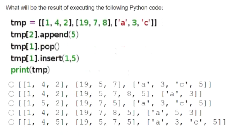 Solved What will be the result of executing the following | Chegg.com