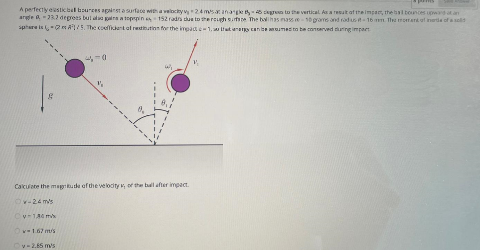 Solved A perfectly elastic ball bounces against a surface | Chegg.com