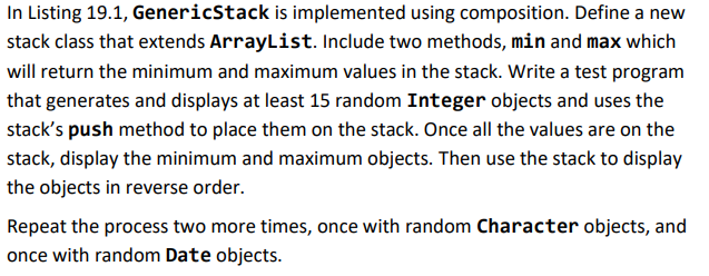 Solved In Listing 191 Genericstack Is Implemented Using 