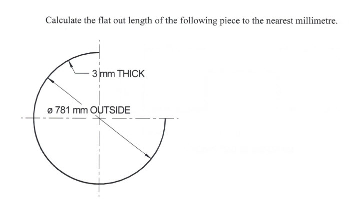 Solved Calculate the flat out length of the following piece | Chegg.com