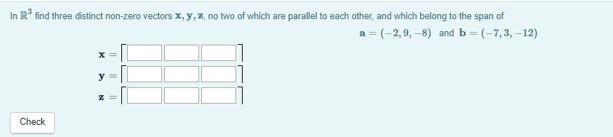 Solved In R3 find three distinct non-zero vectors x, y, z, | Chegg.com