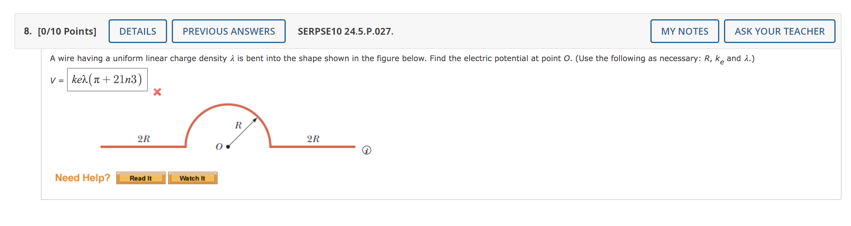 Solved [0/10 Points] SERPSE10 24.5.P.027. A wire having a | Chegg.com