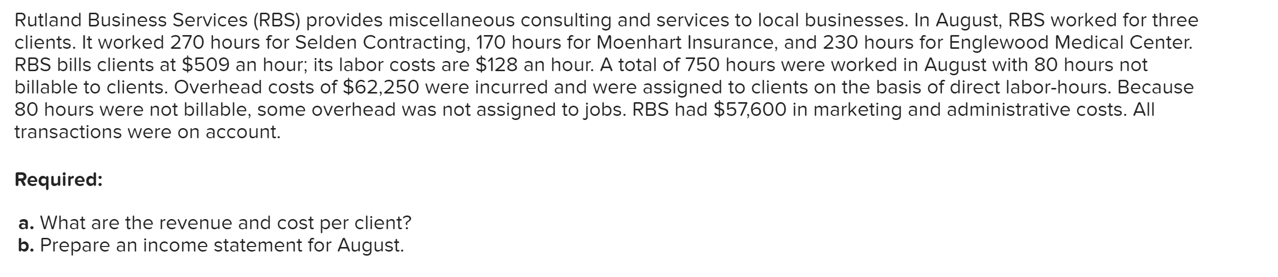 Solved Rutland Business Services (RBS) provides | Chegg.com