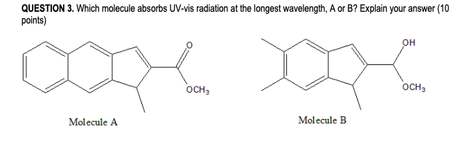 Solved QUESTION 3. Which molecule absorbs UV-vis radiation | Chegg.com
