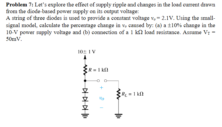 Solved Problem 7: Let’s explore the effect of supply ripple | Chegg.com