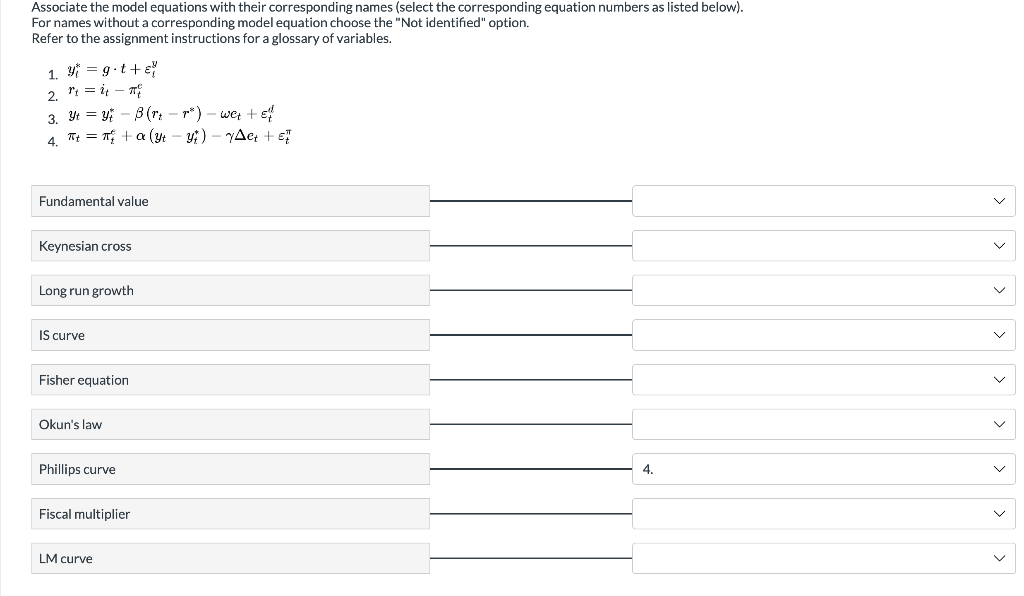 Solved Associate the model equations with their | Chegg.com