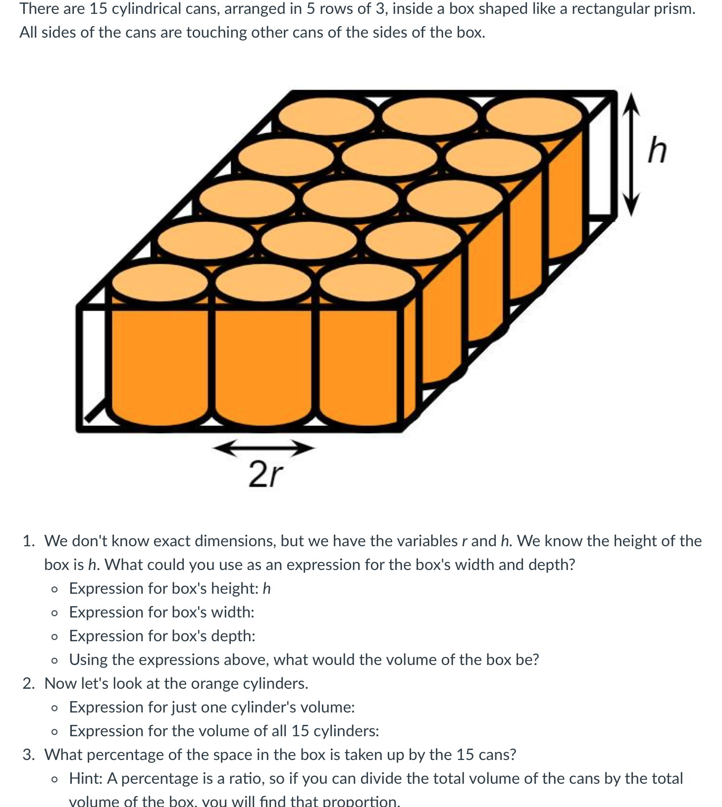Solved There are 15 cylindrical cans, arranged in 5 rows of | Chegg.com