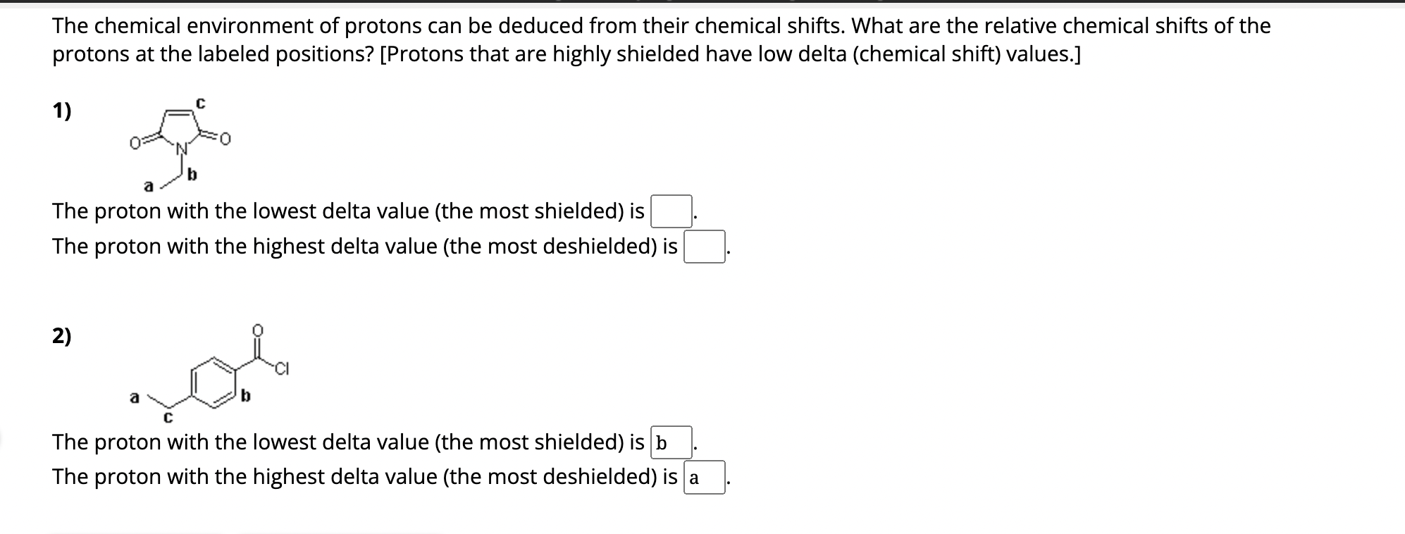 Solved The chemical environment of protons can be deduced | Chegg.com
