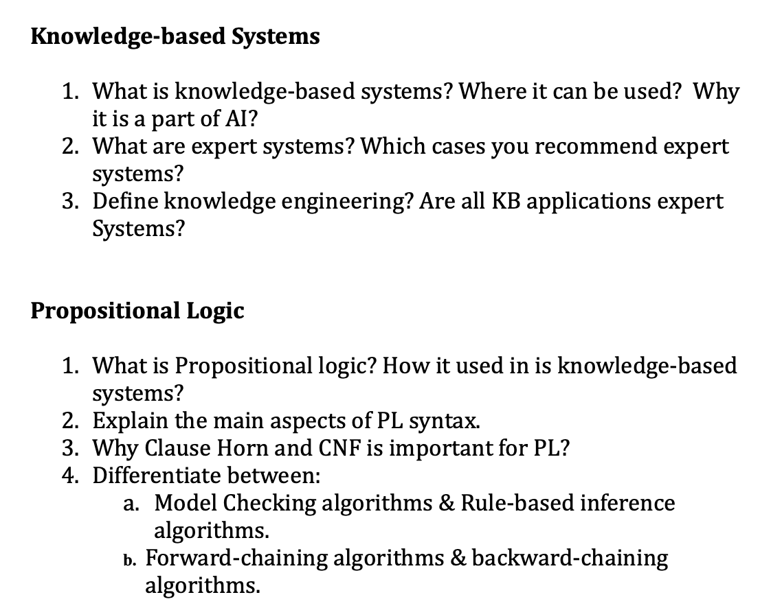 Solved Knowledge-based Systems 1. What is knowledge-based | Chegg.com