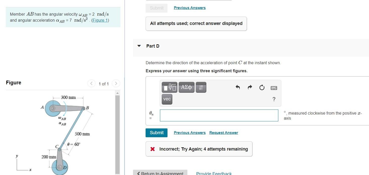 Solved Subm Previous Answers Member Ab Has The Angular 