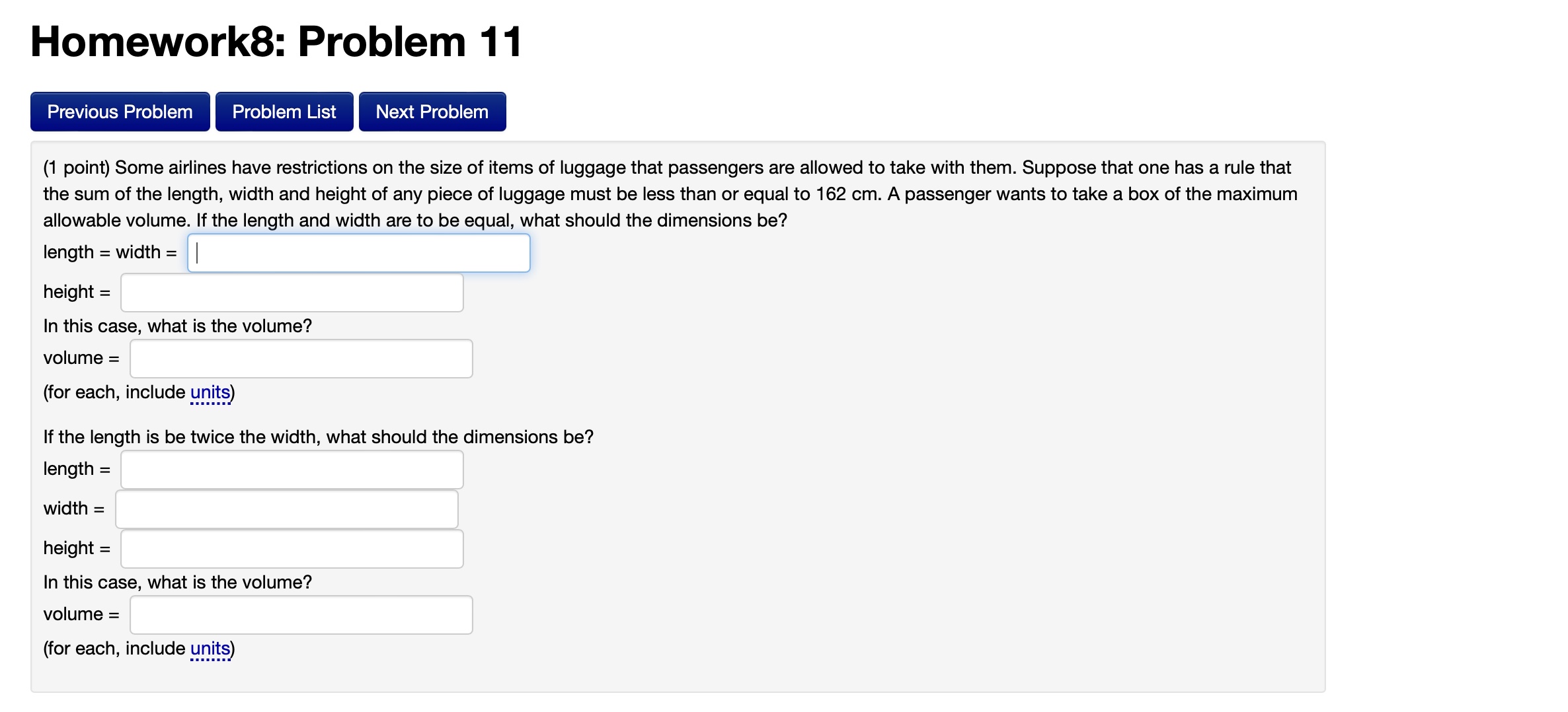 (1 point) Some airlines have restrictions on the size | Chegg.com