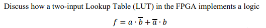Solved Discuss how a two-input Lookup Table (LUT) in the | Chegg.com