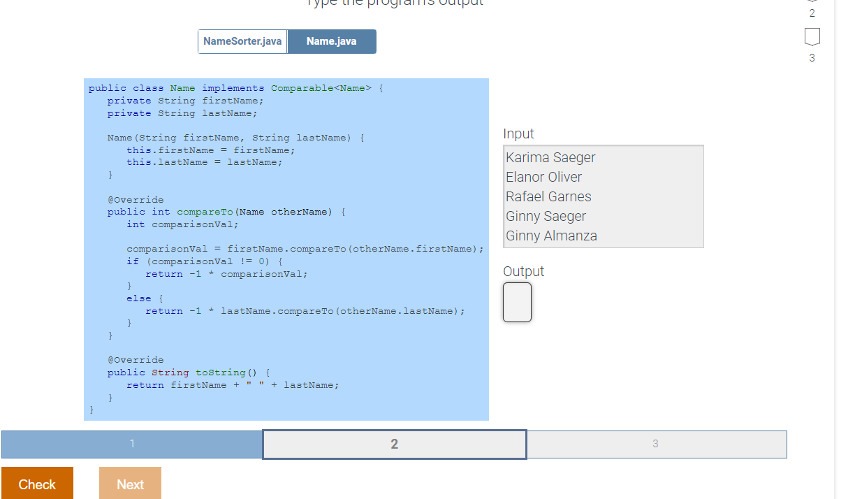 Solved 2 NameSorter.java Name.java 3 public class Name | Chegg.com