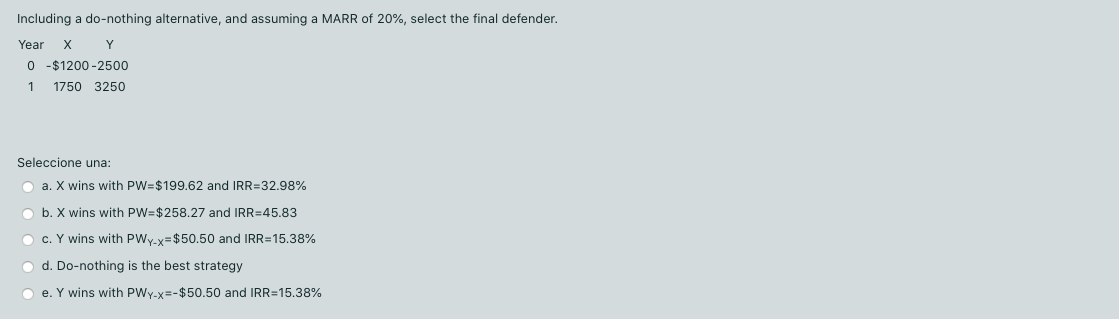 Solved Including a do-nothing alternative, and assuming a | Chegg.com
