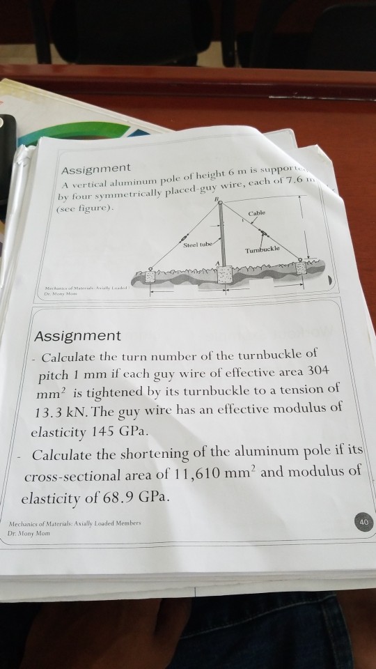 Solved Assignment vertical aluminum pole of height 6 m is | Chegg.com