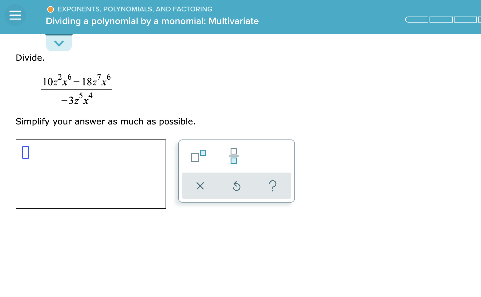 Solved EXPONENTS, POLYNOMIALS, AND FACTORING Dividing a | Chegg.com