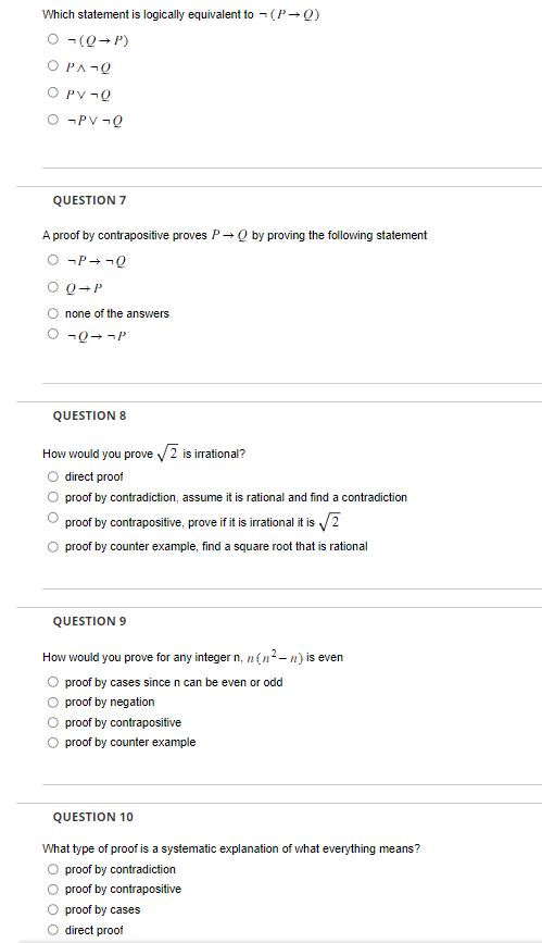 Solved Which statement is logically equivalent to ¬(P→Q) | Chegg.com
