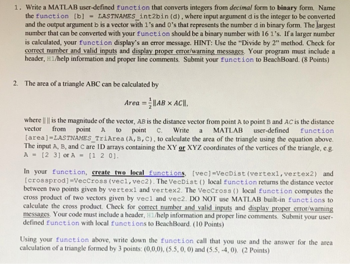 1. Write a MATLAB user-defined function that converts | Chegg.com