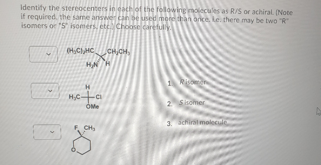 Solved Identify the stereocenters in each of the following | Chegg.com