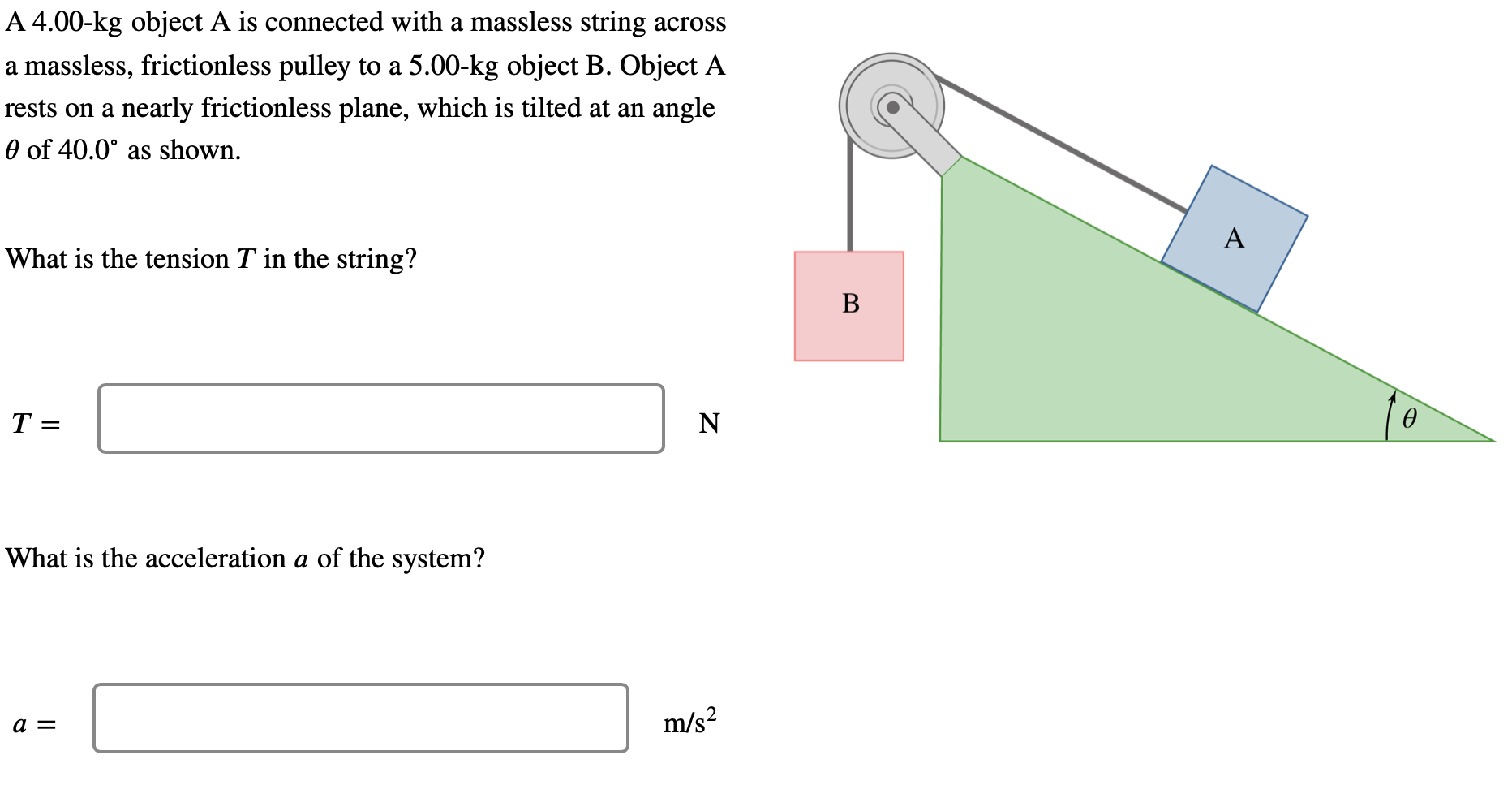 Solved A 4 00 Kg object A is Connected With A Massless