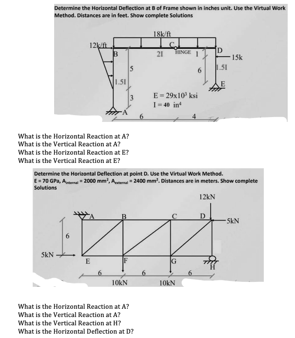Solved Determine the Horizontal Deflection at B of Frame | Chegg.com