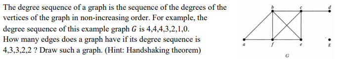 Solved The degree sequence of a graph is the sequence of the | Chegg.com