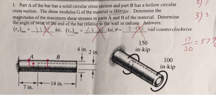 Solved Part A of the bar has a solid circular cross section | Chegg.com