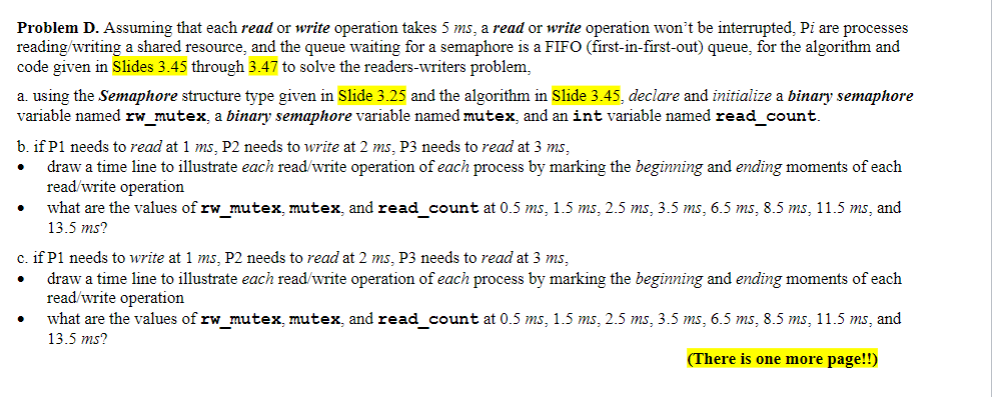 Solved Problem D. Assuming that each read or write operation | Chegg.com