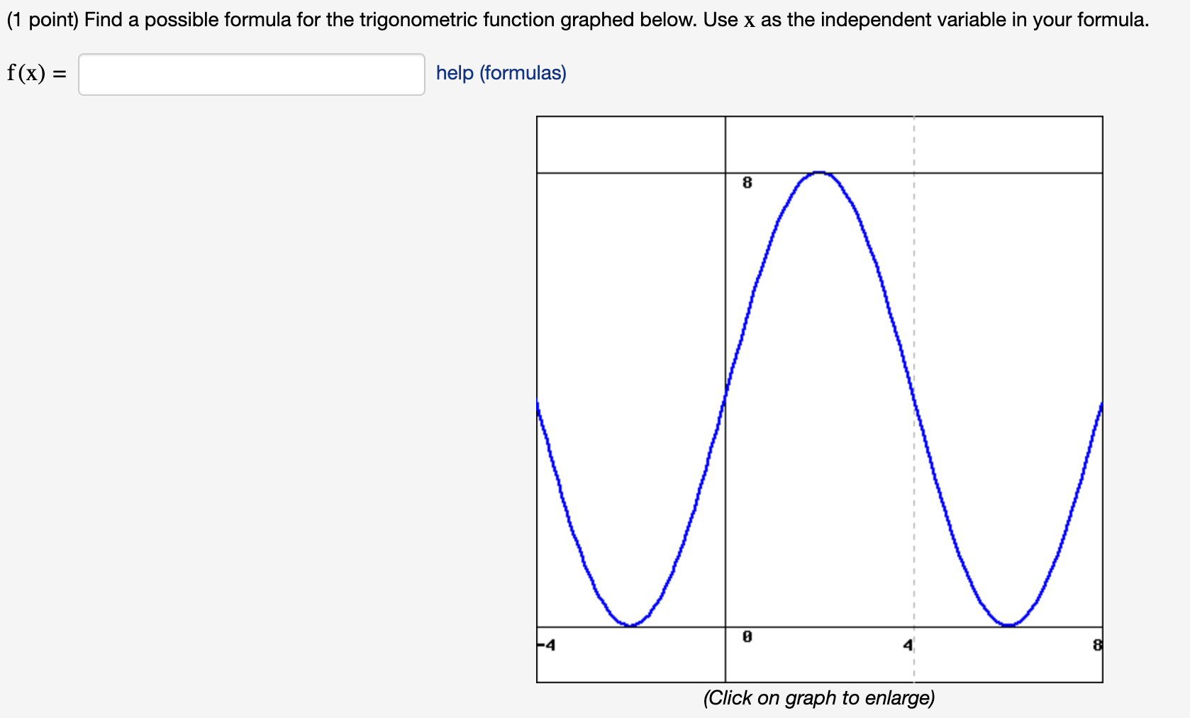 Solved (1 point) Find a possible formula for the | Chegg.com Solved (1 point) Find a possible formula for the | Chegg.com