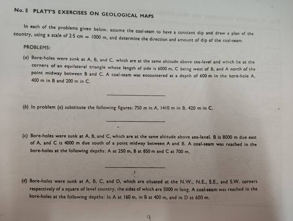 No. 5 PLATT'S EXERCISES ON GEOLOGICAL MAPS In each of | Chegg.com