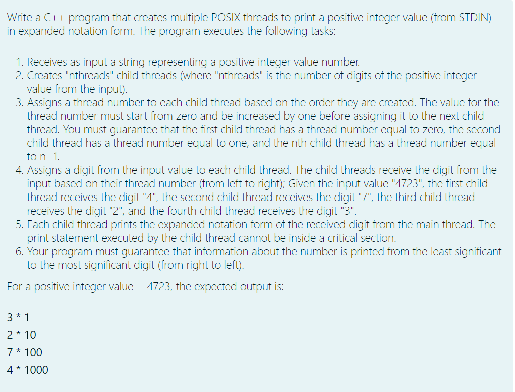 Solved Write a C++program that creates multiple POSIX | Chegg.com