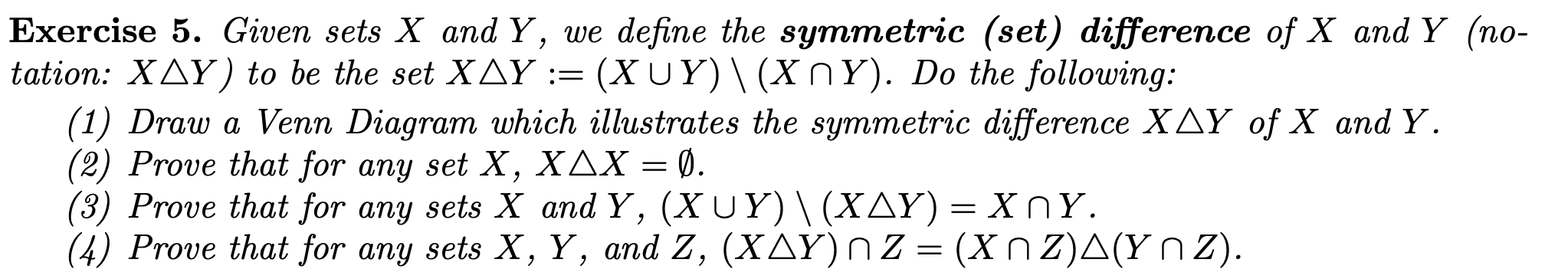 Solved Exercise 5. Given sets X and Y, we define the | Chegg.com