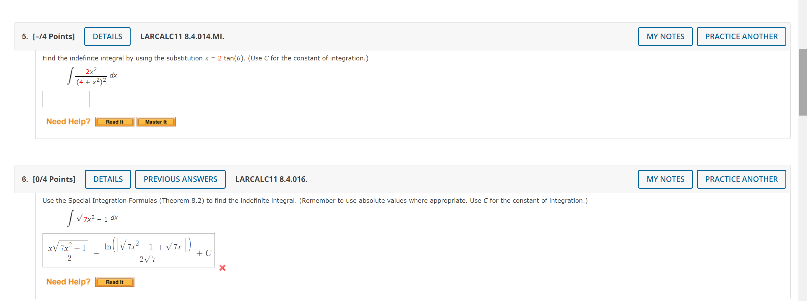 Solved --/4 Points] LARCALC11 8.4.014.MI. Find the | Chegg.com