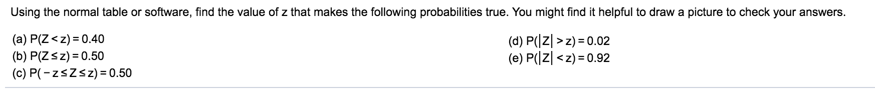 Solved Using the normal table or software, find the value of | Chegg.com