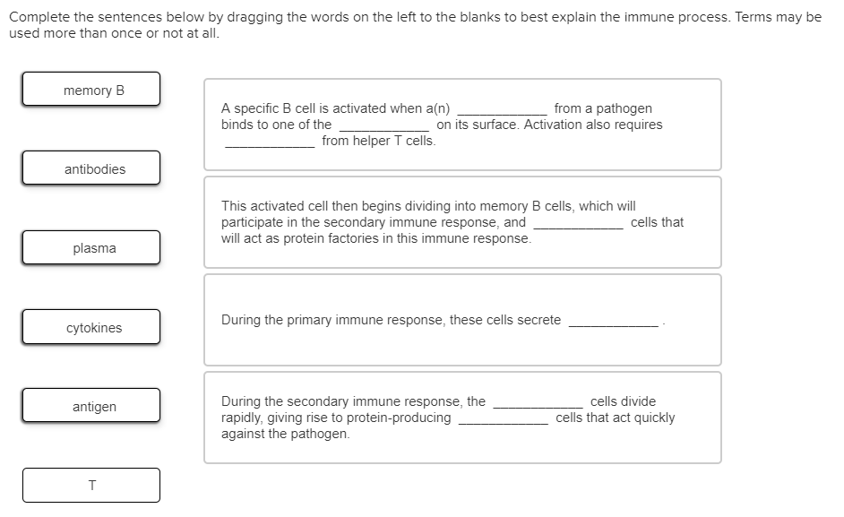 Solved Complete the sentences below by dragging the words on | Chegg.com
