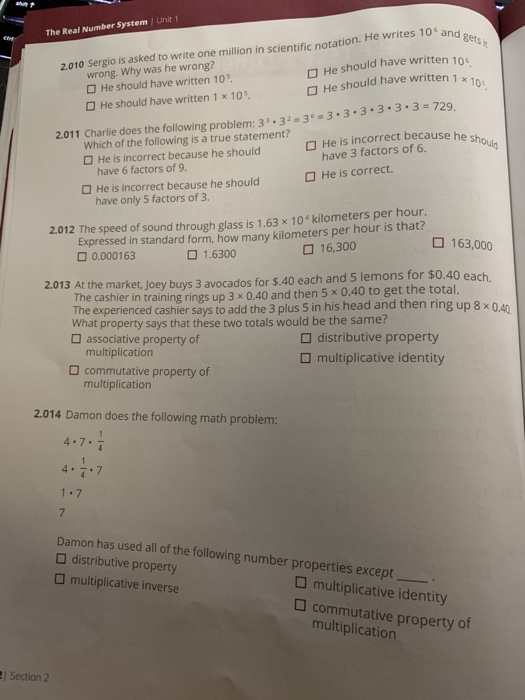Solved H home becenere Unit 1 | The Real Number 5ystem SELF | Chegg.com