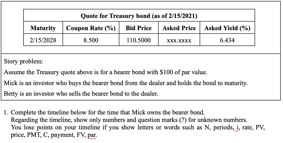 Solved Assume the Treasury quote above is for a bearer bond | Chegg.com